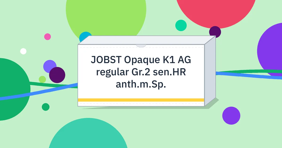 Symbolbild: Packung mit der Aufschrift JOBST Opaque K1 AG regular Gr.2 sen.HR anth.m.Sp. (PZN 16264913) – Verfügbarkeit und Bezug in Apotheken in Frankfurt am Main