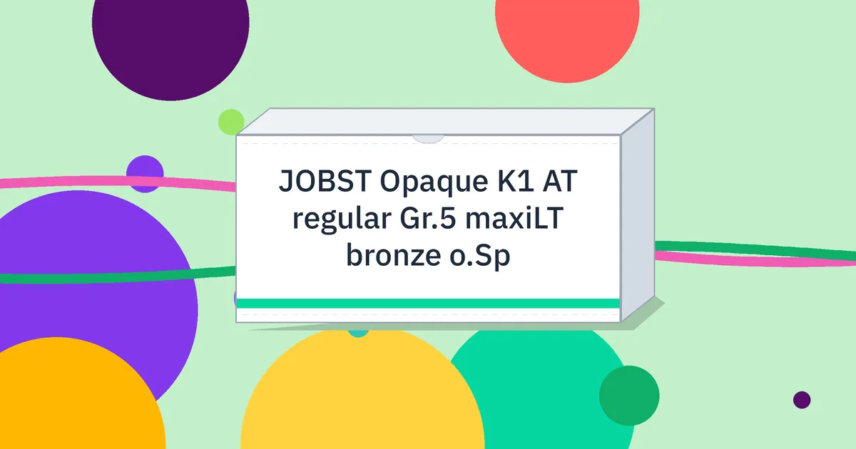 Symbolbild: Packung mit der Aufschrift JOBST Opaque K1 AT regular Gr.5 maxiLT bronze o.Sp (PZN 13106415) – Verfügbarkeit und Bezug in Apotheken in Frankfurt am Main