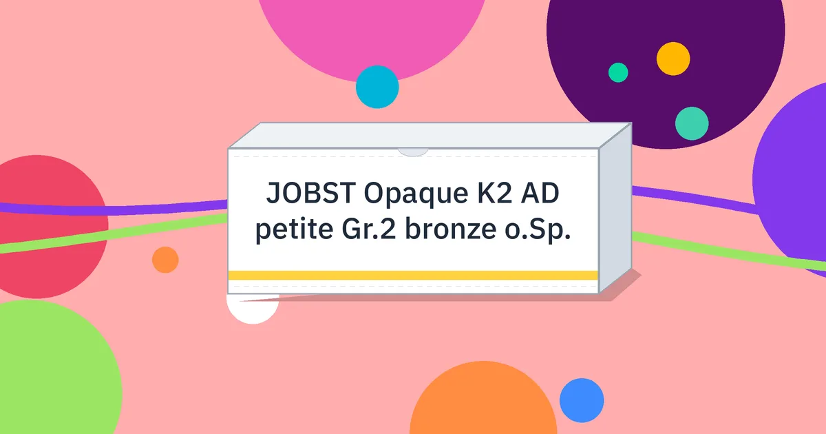 Symbolbild: Packung mit der Aufschrift JOBST Opaque K2 AD petite Gr.2 bronze o.Sp. (PZN 13109454) – Verfügbarkeit und Bezug in Apotheken in Frankfurt am Main