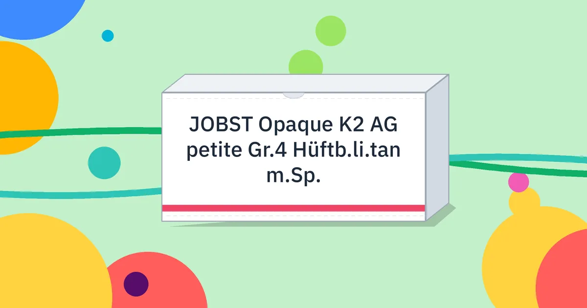 Symbolbild: Packung mit der Aufschrift JOBST Opaque K2 AG petite Gr.4 Hüftb.li.tan m.Sp. (PZN 16288351) – Verfügbarkeit und Bezug in Apotheken in Frankfurt am Main