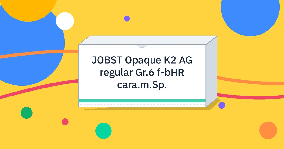 Symbolbild: Packung mit der Aufschrift JOBST Opaque K2 AG regular Gr.6 f-bHR cara.m.Sp. (PZN 11252377) – Verfügbarkeit und Bezug in Apotheken in Frankfurt am Main
