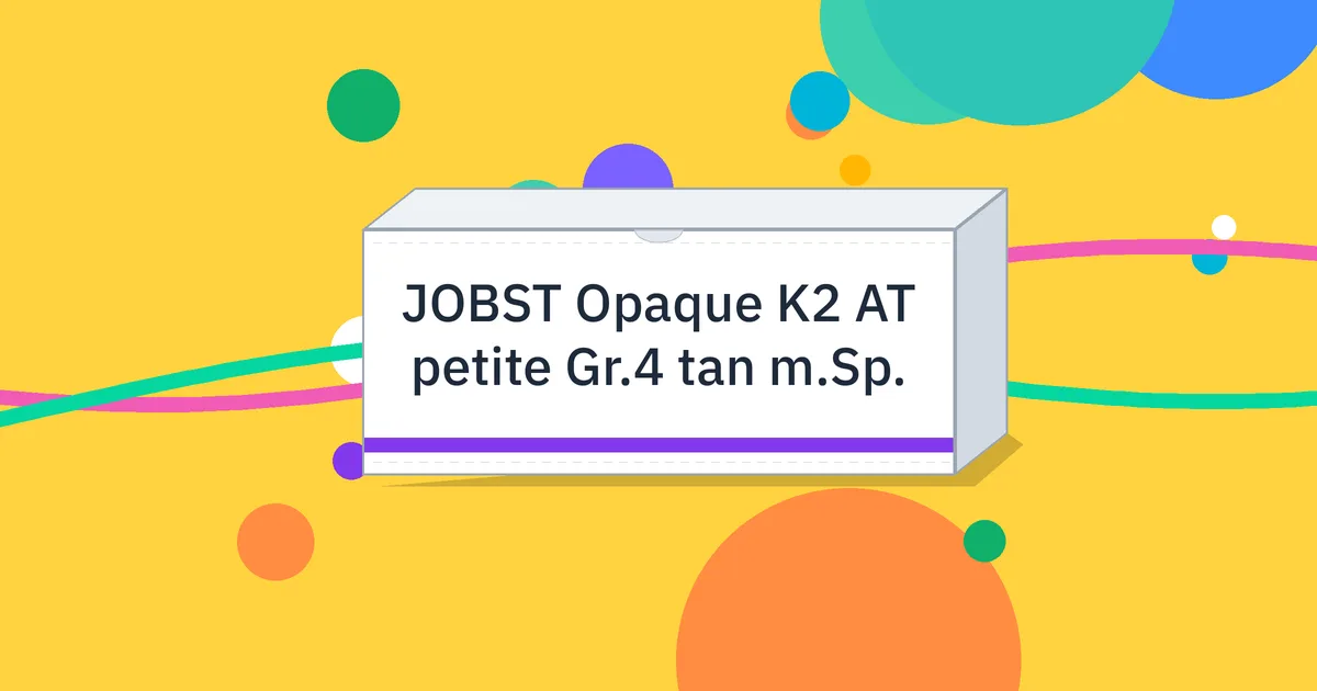 Symbolbild: Packung mit der Aufschrift JOBST Opaque K2 AT petite Gr.4 tan m.Sp. (PZN 16291212) – Verfügbarkeit und Bezug in Apotheken in Frankfurt am Main
