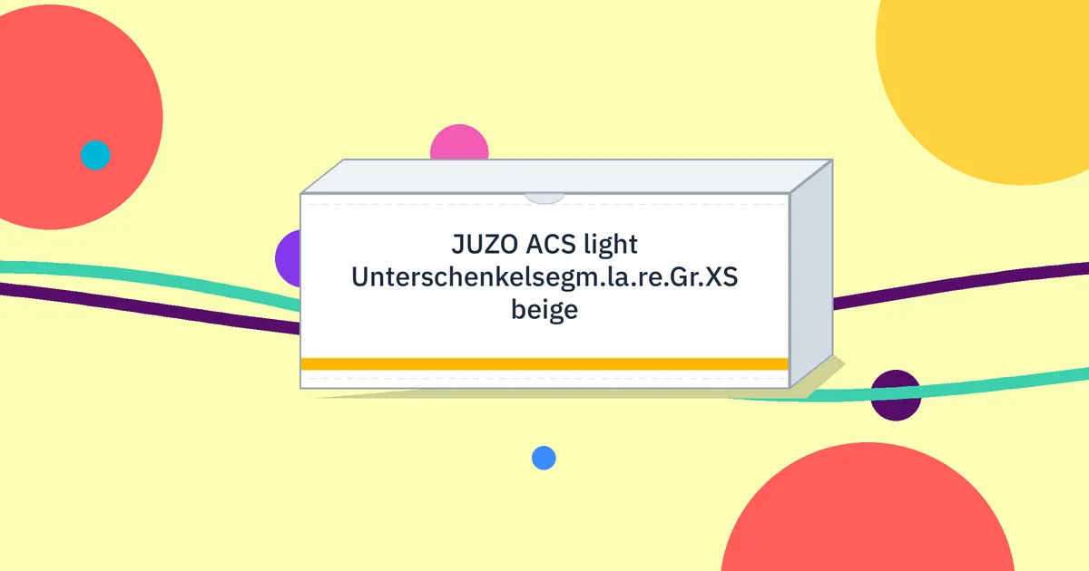 Symbolbild: Packung mit der Aufschrift JUZO ACS light Unterschenkelsegm.la.re.Gr.XS beige (PZN 13885566) – Verfügbarkeit und Bezug in Apotheken in Frankfurt am Main