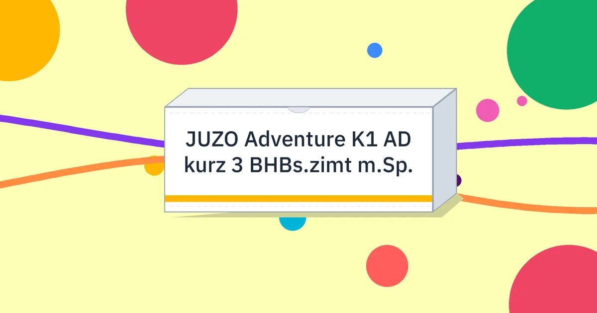 Symbolbild: Packung mit der Aufschrift JUZO Adventure K1 AD kurz 3 BHBs.zimt m.Sp. (PZN 16493401) – Verfügbarkeit und Bezug in Apotheken in Frankfurt am Main