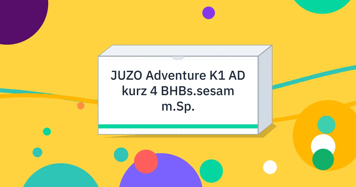 Symbolbild: Packung mit der Aufschrift JUZO Adventure K1 AD kurz 4 BHBs.sesam m.Sp. (PZN 16493499) – Verfügbarkeit und Bezug in Apotheken in Frankfurt am Main
