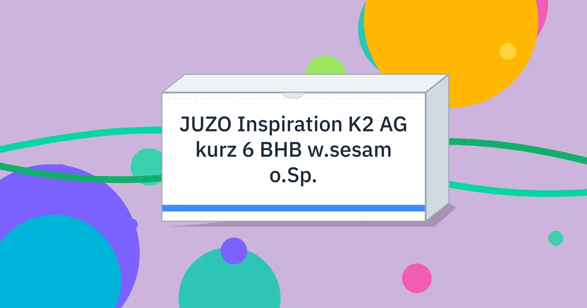 Symbolbild: Packung mit der Aufschrift JUZO Inspiration K2 AG kurz 6 BHB w.sesam o.Sp. (PZN 14850618) – Verfügbarkeit und Bezug in Apotheken in Frankfurt am Main
