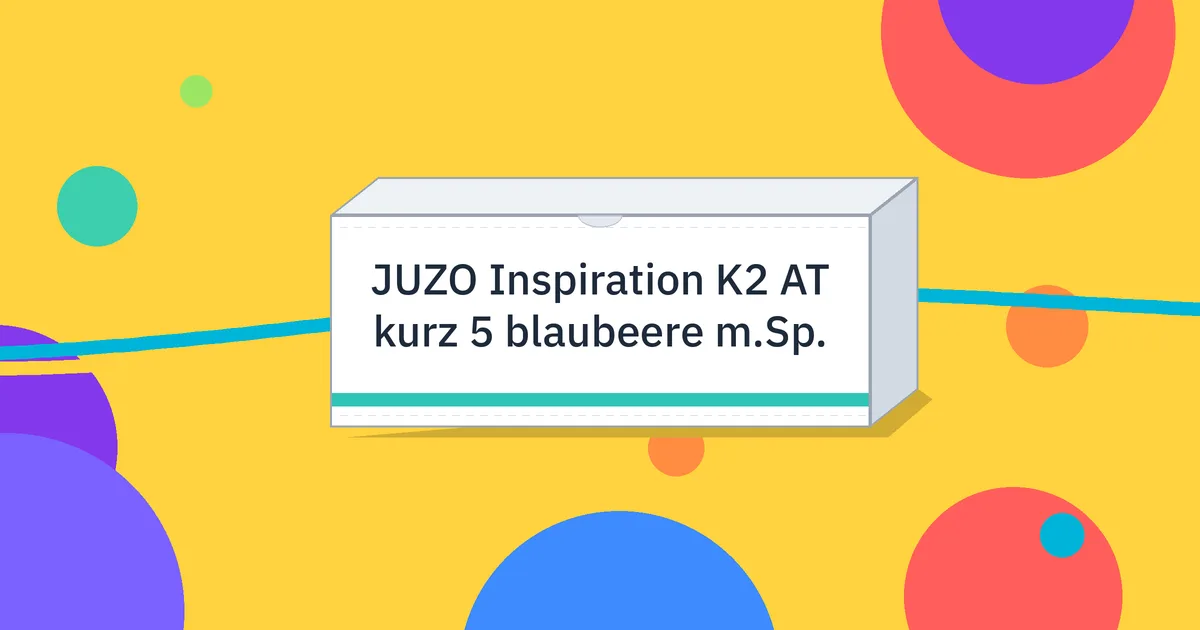 Symbolbild: Packung mit der Aufschrift JUZO Inspiration K2 AT kurz 5 blaubeere m.Sp. (PZN 14931535) – Verfügbarkeit und Bezug in Apotheken in Frankfurt am Main
