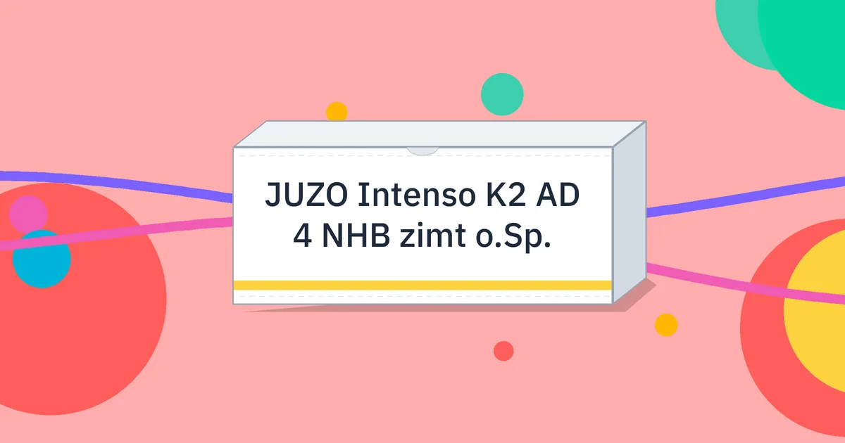 Symbolbild: Packung mit der Aufschrift JUZO Intenso K2 AD 4 NHB zimt o.Sp. (PZN 18620298) – Verfügbarkeit und Bezug in Apotheken in Frankfurt am Main