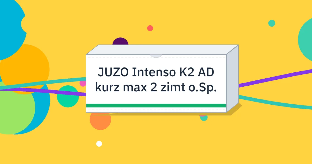 Symbolbild: Packung mit der Aufschrift JUZO Intenso K2 AD kurz max 2 zimt o.Sp. (PZN 18619088) – Verfügbarkeit und Bezug in Apotheken in Frankfurt am Main