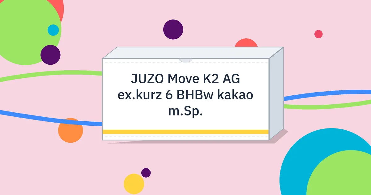 Symbolbild: Packung mit der Aufschrift JUZO Move K2 AG ex.kurz 6 BHBw kakao m.Sp. (PZN 18564080) – Verfügbarkeit und Bezug in Apotheken in Frankfurt am Main