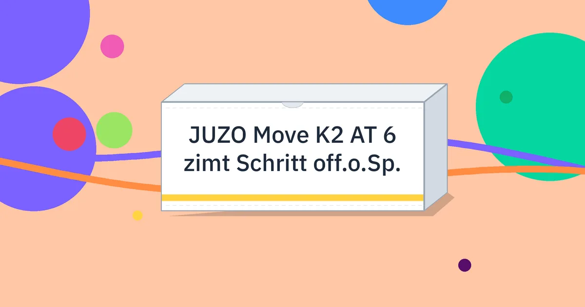 Symbolbild: Packung mit der Aufschrift JUZO Move K2 AT 6 zimt Schritt off.o.Sp. (PZN 20669679) – Verfügbarkeit und Bezug in Apotheken in Frankfurt am Main