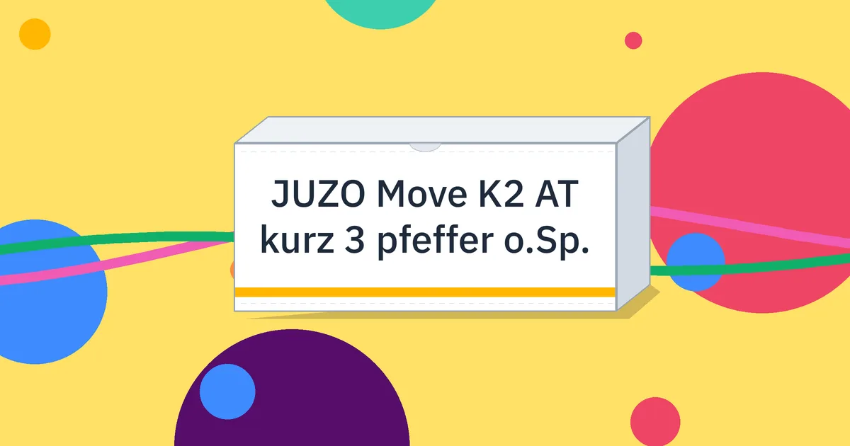 Symbolbild: Packung mit der Aufschrift JUZO Move K2 AT kurz 3 pfeffer o.Sp. (PZN 20675220) – Verfügbarkeit und Bezug in Apotheken in Frankfurt am Main