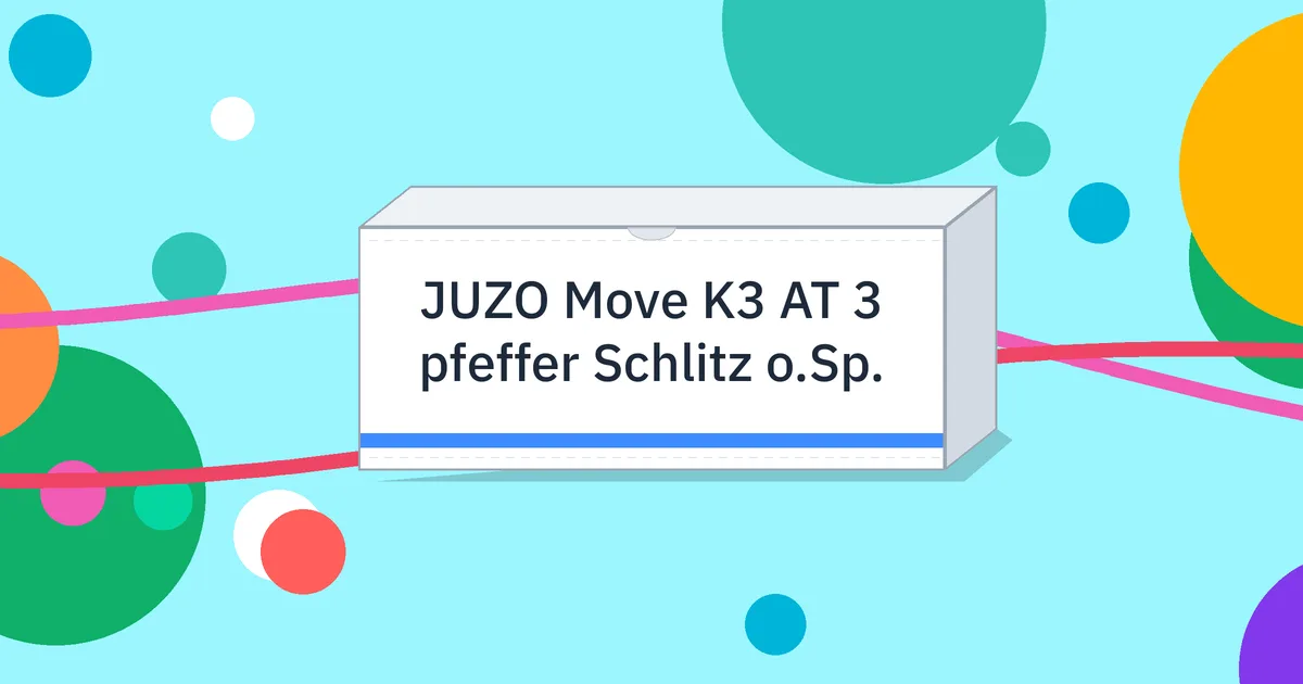 Symbolbild: Packung mit der Aufschrift JUZO Move K3 AT 3 pfeffer Schlitz o.Sp. (PZN 20679353) – Verfügbarkeit und Bezug in Apotheken in Frankfurt am Main
