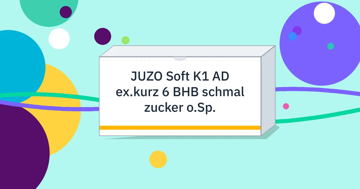 Symbolbild: Packung mit der Aufschrift JUZO Soft K1 AD ex.kurz 6 BHB schmal zucker o.Sp. (PZN 15464136) – Verfügbarkeit und Bezug in Apotheken in Frankfurt am Main