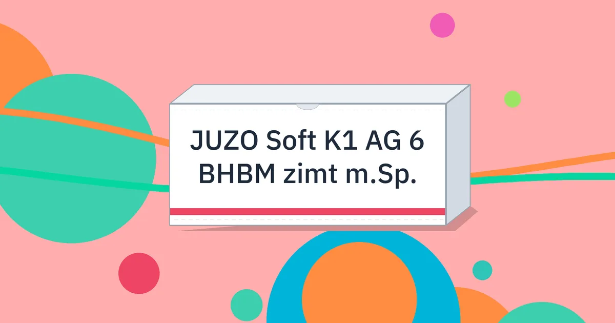 Symbolbild: Packung mit der Aufschrift JUZO Soft K1 AG 6 BHBM zimt m.Sp. (PZN 14854898) – Verfügbarkeit und Bezug in Apotheken in Frankfurt am Main