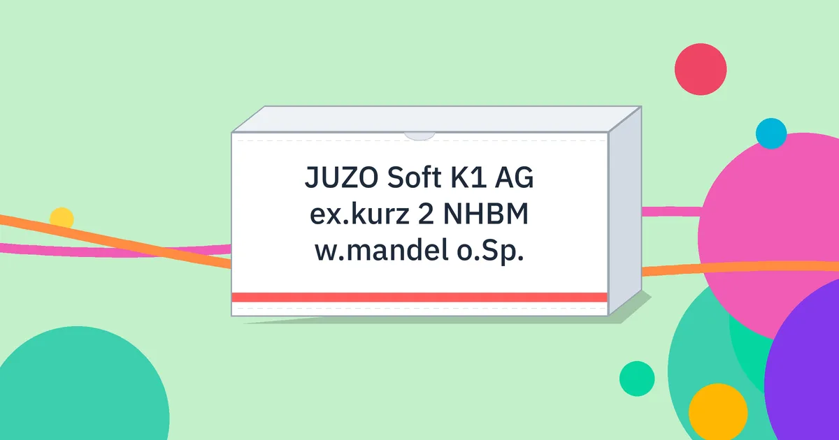 Symbolbild: Packung mit der Aufschrift JUZO Soft K1 AG ex.kurz 2 NHBM w.mandel o.Sp. (PZN 15017058) – Verfügbarkeit und Bezug in Apotheken in Frankfurt am Main