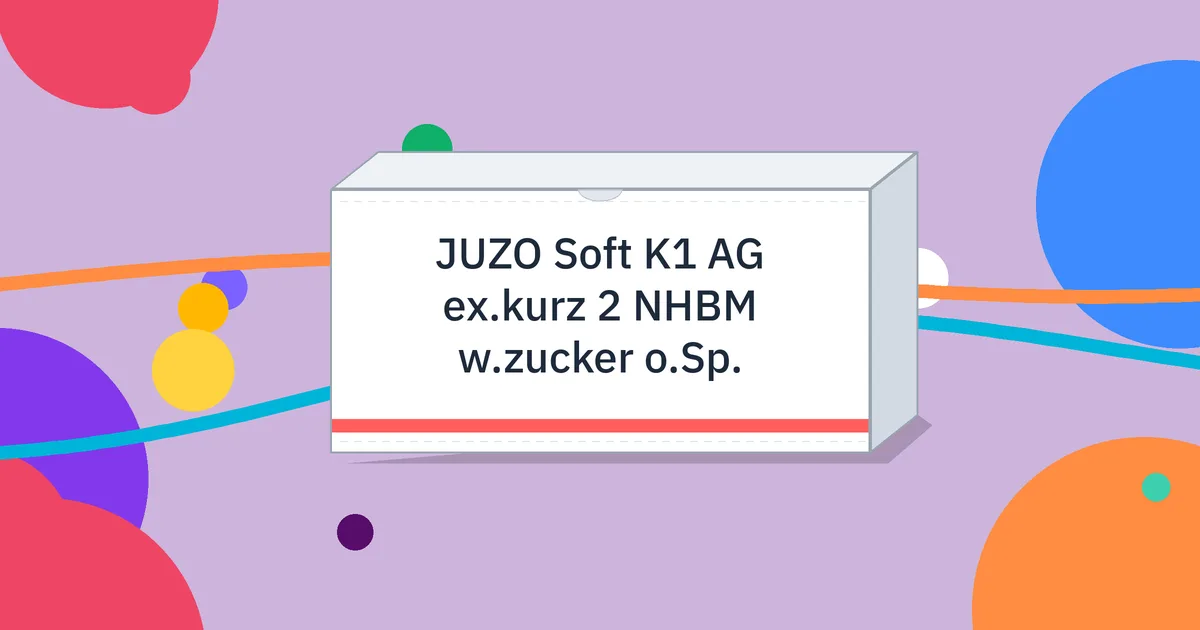 Symbolbild: Packung mit der Aufschrift JUZO Soft K1 AG ex.kurz 2 NHBM w.zucker o.Sp. (PZN 15017236) – Verfügbarkeit und Bezug in Apotheken in Frankfurt am Main