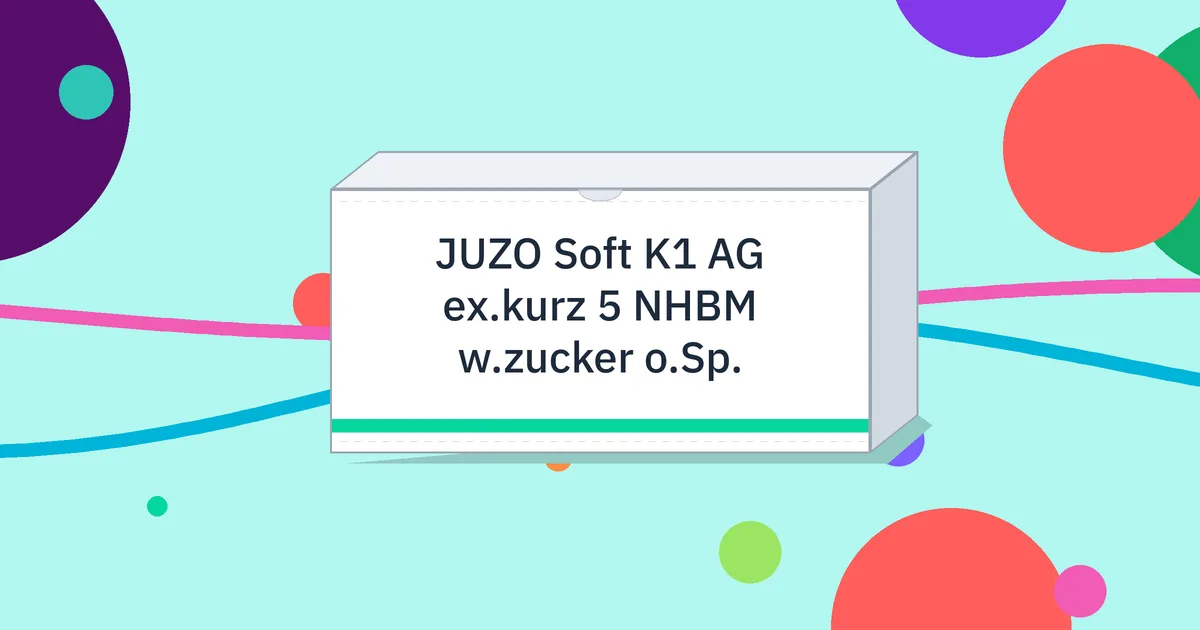 Symbolbild: Packung mit der Aufschrift JUZO Soft K1 AG ex.kurz 5 NHBM w.zucker o.Sp. (PZN 15018000) – Verfügbarkeit und Bezug in Apotheken in Frankfurt am Main