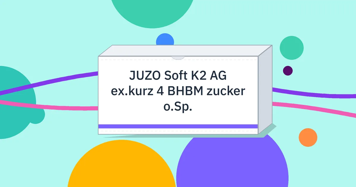 Symbolbild: Packung mit der Aufschrift JUZO Soft K2 AG ex.kurz 4 BHBM zucker o.Sp. (PZN 14861993) – Verfügbarkeit und Bezug in Apotheken in Frankfurt am Main