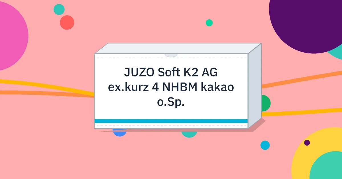 Symbolbild: Packung mit der Aufschrift JUZO Soft K2 AG ex.kurz 4 NHBM kakao o.Sp. (PZN 15002217) – Verfügbarkeit und Bezug in Apotheken in Frankfurt am Main