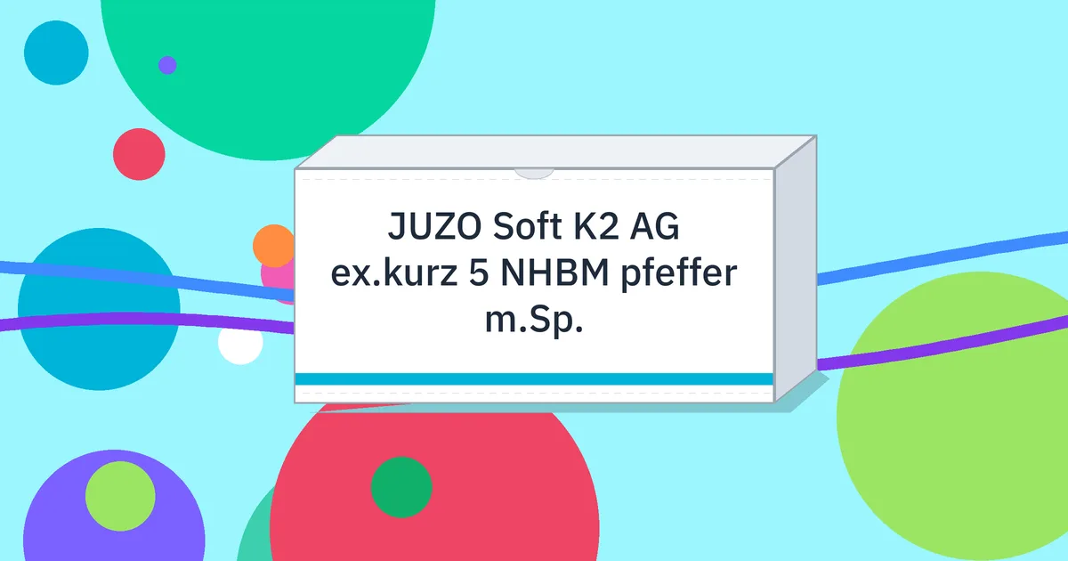 Symbolbild: Packung mit der Aufschrift JUZO Soft K2 AG ex.kurz 5 NHBM pfeffer m.Sp. (PZN 15022786) – Verfügbarkeit und Bezug in Apotheken in Frankfurt am Main