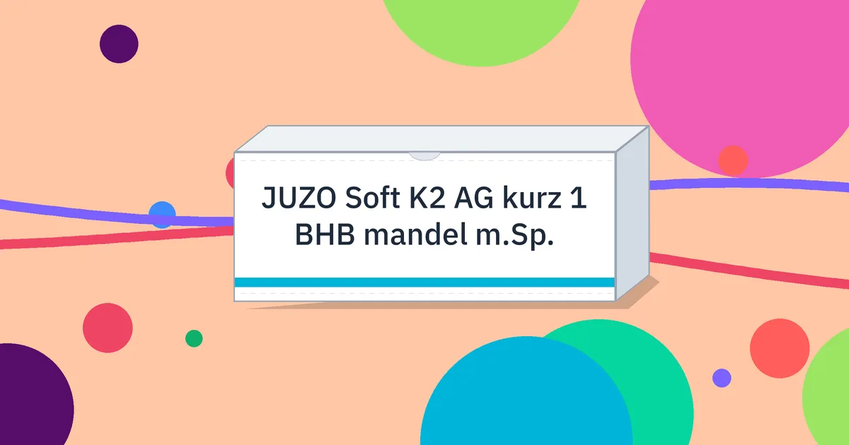 Symbolbild: Packung mit der Aufschrift JUZO Soft K2 AG kurz 1 BHB mandel m.Sp. (PZN 14826287) – Verfügbarkeit und Bezug in Apotheken in Frankfurt am Main