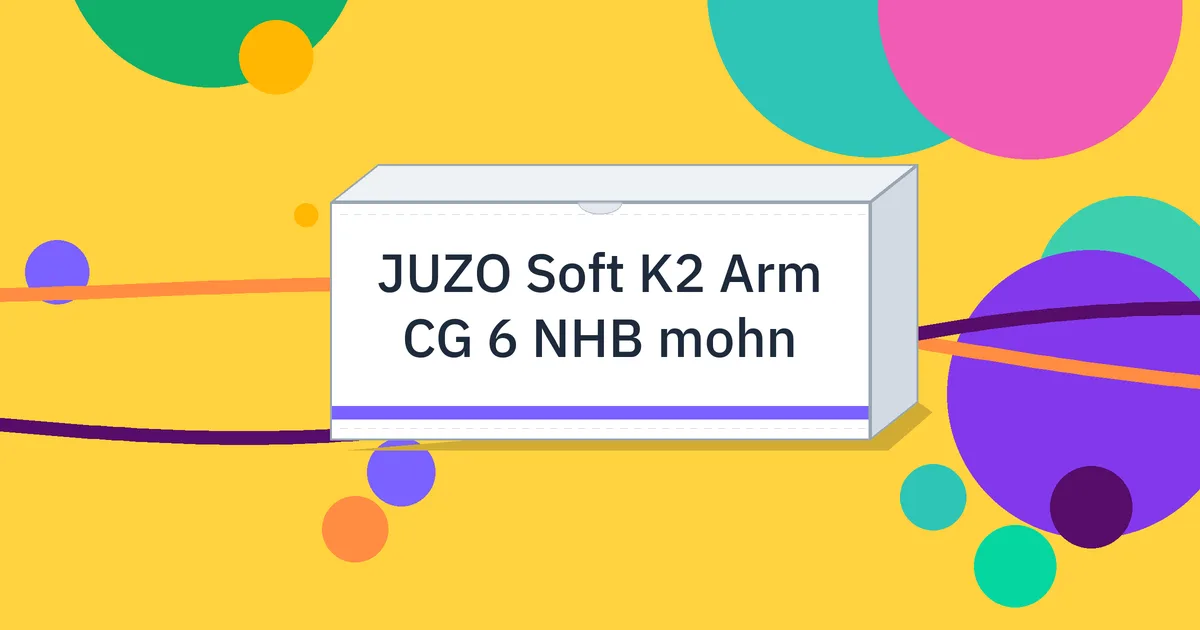Symbolbild: Packung mit der Aufschrift JUZO Soft K2 Arm CG 6 NHB mohn (PZN 15511060) – Verfügbarkeit und Bezug in Apotheken in Frankfurt am Main