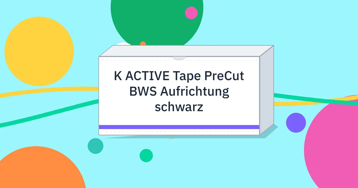Symbolbild: Packung mit der Aufschrift K ACTIVE Tape PreCut BWS Aufrichtung schwarz (PZN 06936412) – Verfügbarkeit und Bezug in Apotheken in Frankfurt am Main