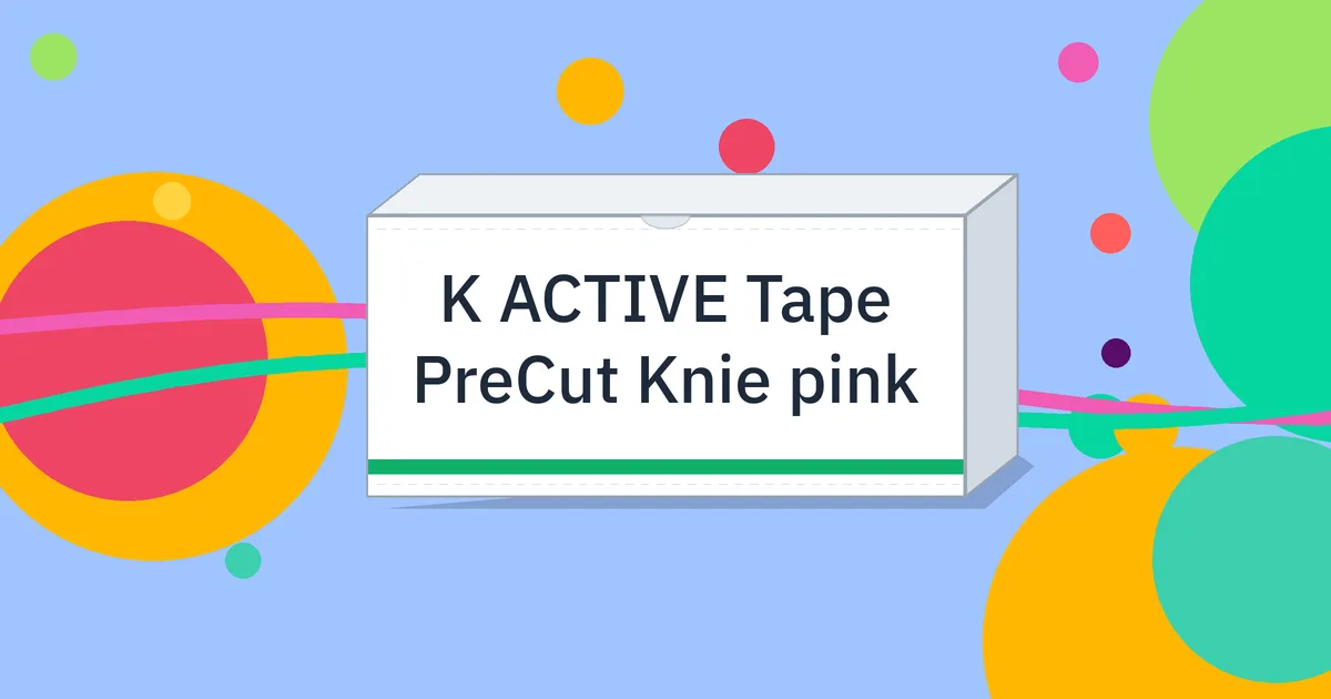 Symbolbild: Packung mit der Aufschrift K ACTIVE Tape PreCut Knie pink (PZN 06936731) – Verfügbarkeit und Bezug in Apotheken in Frankfurt am Main