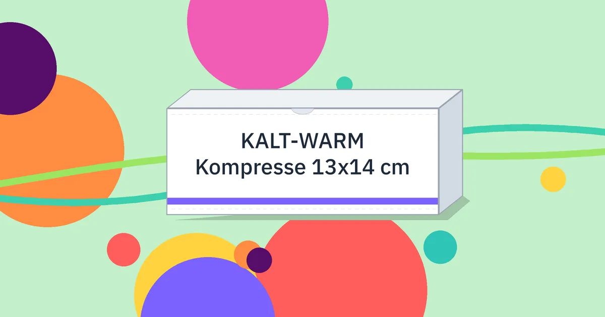 Symbolbild: Packung mit der Aufschrift KALT-WARM Kompresse 13x14 cm (PZN 04352500) – Verfügbarkeit und Bezug in Apotheken in Frankfurt am Main