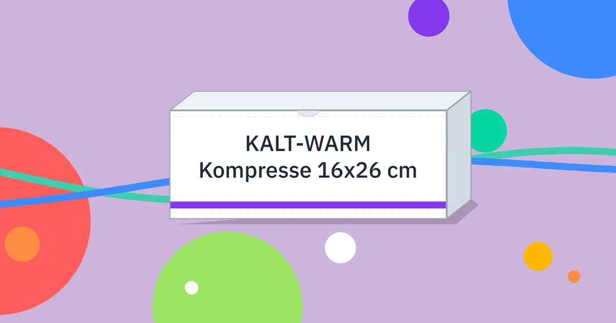 Symbolbild: Packung mit der Aufschrift KALT-WARM Kompresse 16x26 cm (PZN 01417877) – Verfügbarkeit und Bezug in Apotheken in Frankfurt am Main