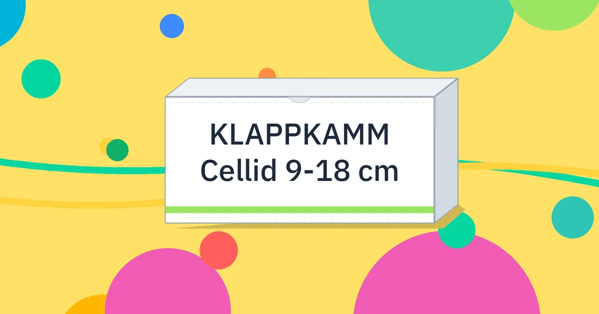 Symbolbild: Packung mit der Aufschrift KLAPPKAMM Cellid 9-18 cm (PZN 17289789) – Verfügbarkeit und Bezug in Apotheken in Frankfurt am Main