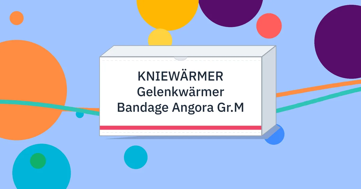 Symbolbild: Packung mit der Aufschrift KNIEWÄRMER Gelenkwärmer Bandage Angora Gr.M (PZN 19390848) – Verfügbarkeit und Bezug in Apotheken in Frankfurt am Main
