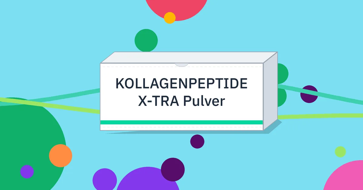 Symbolbild: Packung mit der Aufschrift KOLLAGENPEPTIDE X-TRA Pulver (PZN 20179863) – Verfügbarkeit und Bezug in Apotheken in Frankfurt am Main