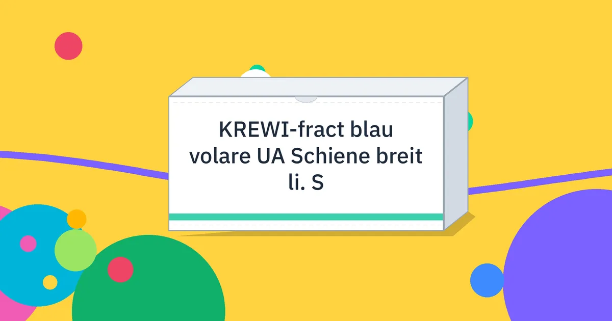 Symbolbild: Packung mit der Aufschrift KREWI-fract blau volare UA Schiene breit li. S (PZN 17300031) – Verfügbarkeit und Bezug in Apotheken in Frankfurt am Main