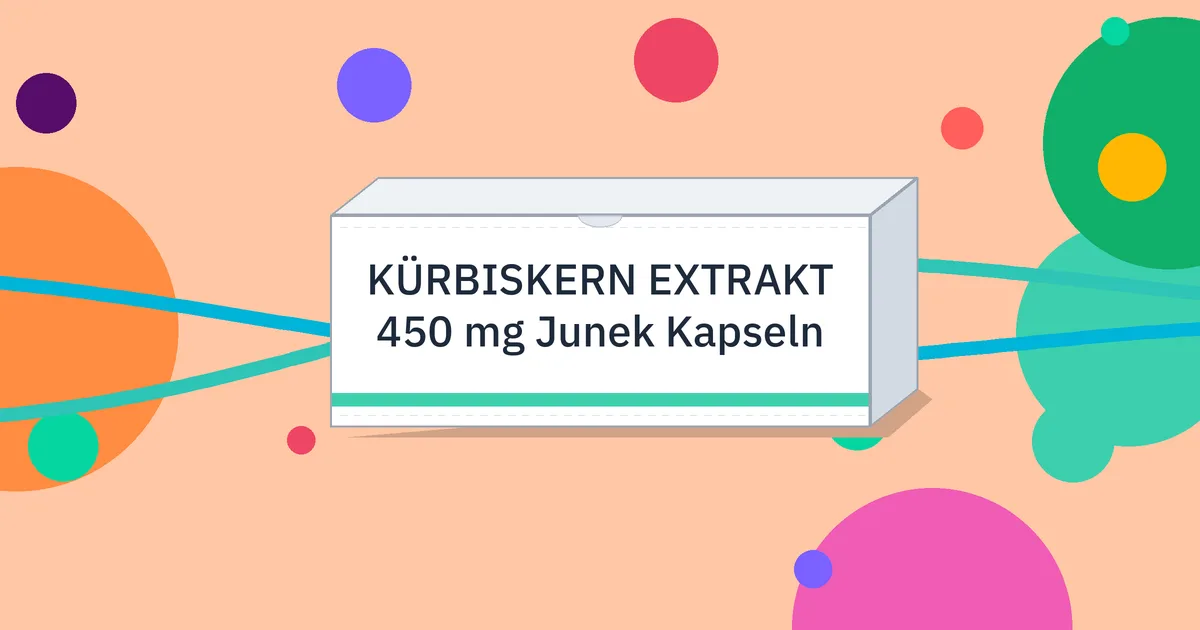Symbolbild: Packung mit der Aufschrift KÜRBISKERN EXTRAKT 450 mg Junek Kapseln (PZN 13425971) – Verfügbarkeit und Bezug in Apotheken in Frankfurt am Main