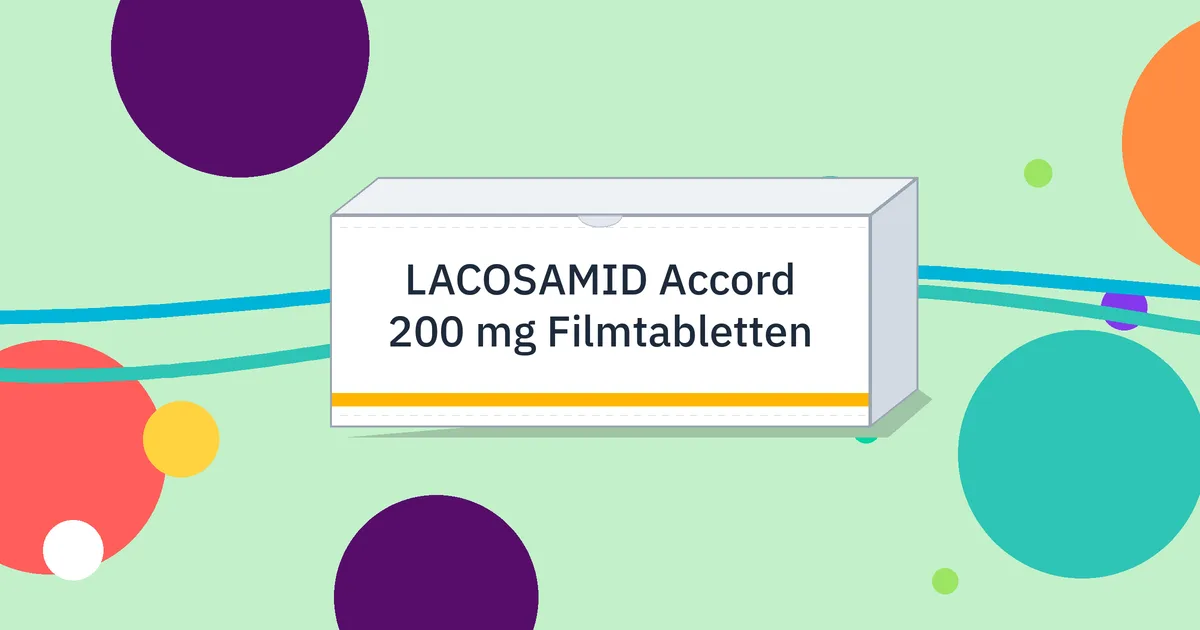 Symbolbild: Packung mit der Aufschrift LACOSAMID Accord 200 mg Filmtabletten (PZN 19345144) – Verfügbarkeit und Bezug in Apotheken in Frankfurt am Main