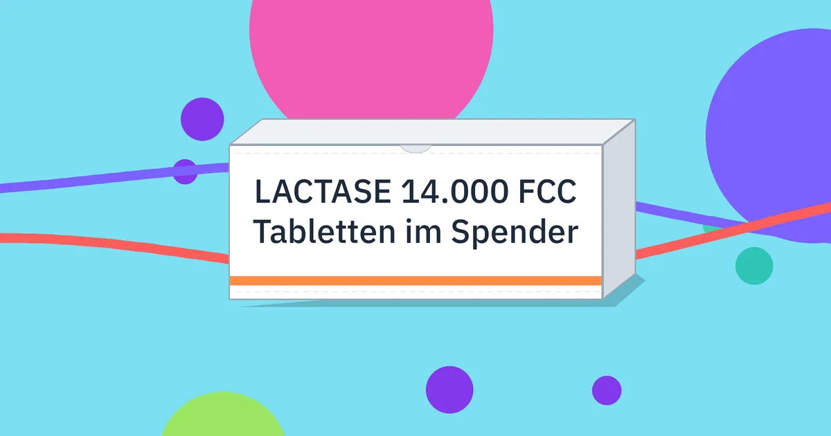 Symbolbild: Packung mit der Aufschrift LACTASE 14.000 FCC Tabletten im Spender (PZN 10326122) – Verfügbarkeit und Bezug in Apotheken in Frankfurt am Main