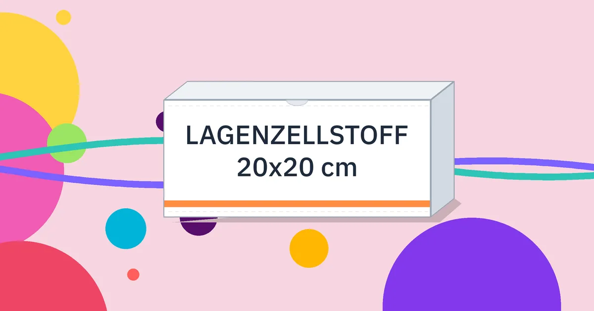 Symbolbild: Packung mit der Aufschrift LAGENZELLSTOFF 20x20 cm (PZN 06803349) – Verfügbarkeit und Bezug in Apotheken in Frankfurt am Main