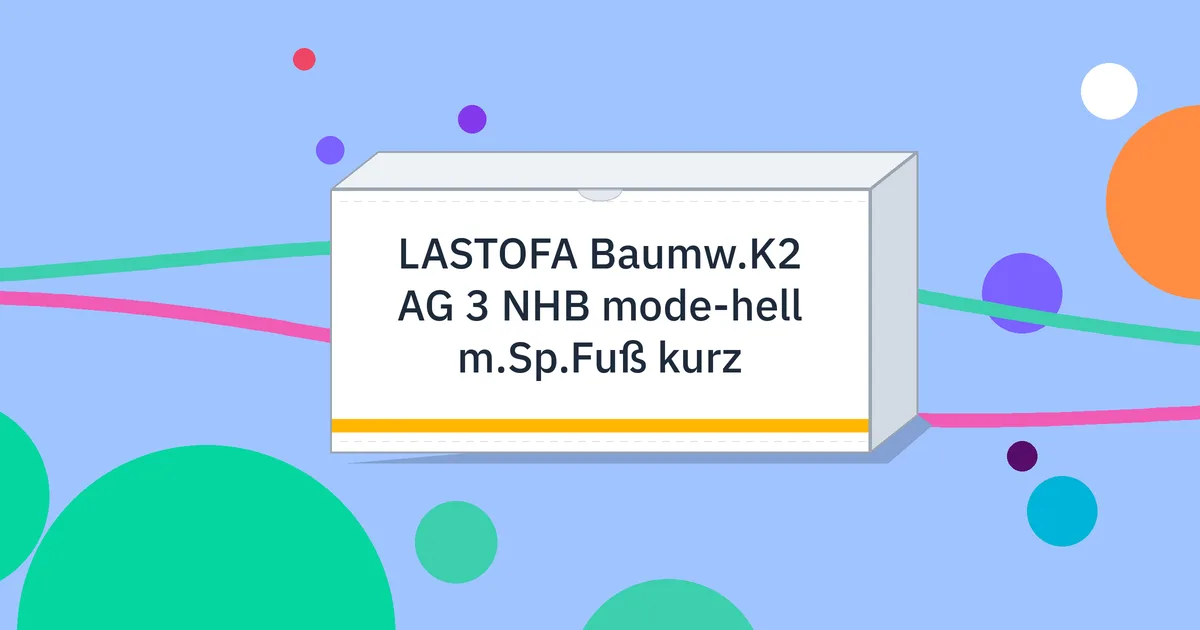 Symbolbild: Packung mit der Aufschrift LASTOFA Baumw.K2 AG 3 NHB mode-hell m.Sp.Fuß kurz (PZN 01947049) – Verfügbarkeit und Bezug in Apotheken in Frankfurt am Main
