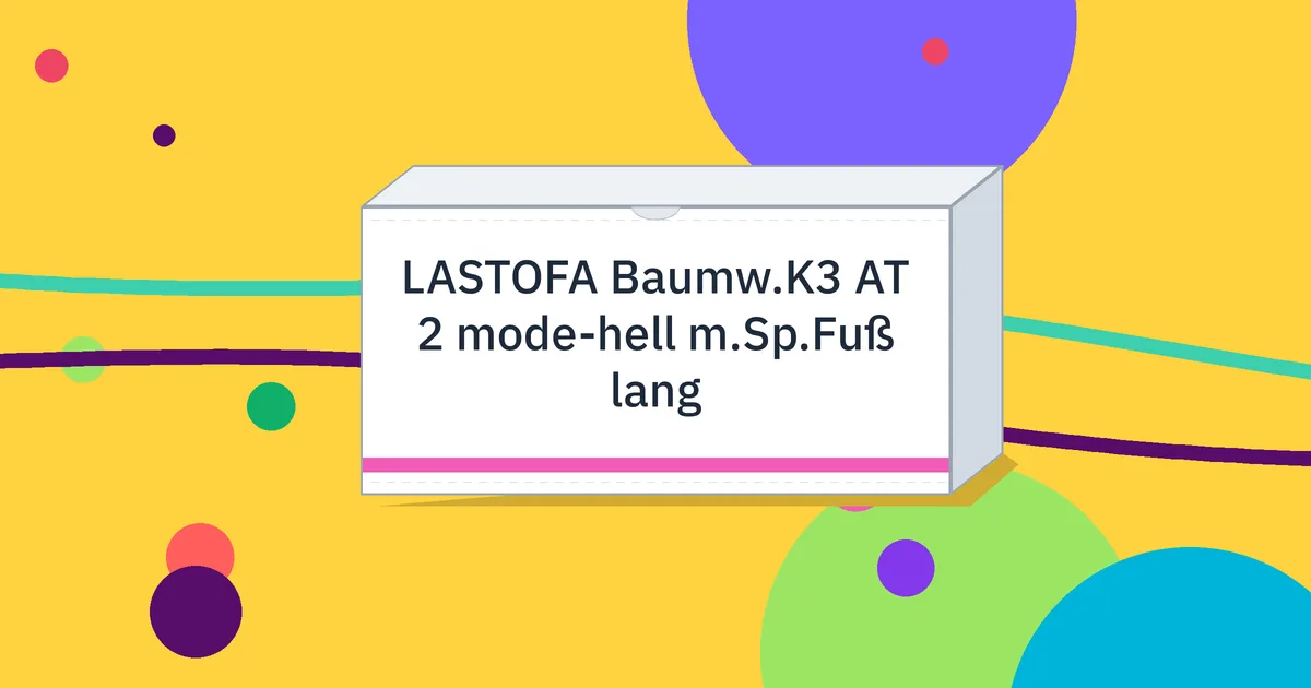 Symbolbild: Packung mit der Aufschrift LASTOFA Baumw.K3 AT 2 mode-hell m.Sp.Fuß lang (PZN 01957467) – Verfügbarkeit und Bezug in Apotheken in Frankfurt am Main
