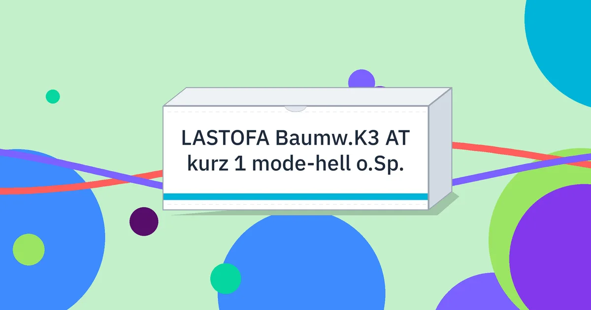 Symbolbild: Packung mit der Aufschrift LASTOFA Baumw.K3 AT kurz 1 mode-hell o.Sp. (PZN 01959012) – Verfügbarkeit und Bezug in Apotheken in Frankfurt am Main