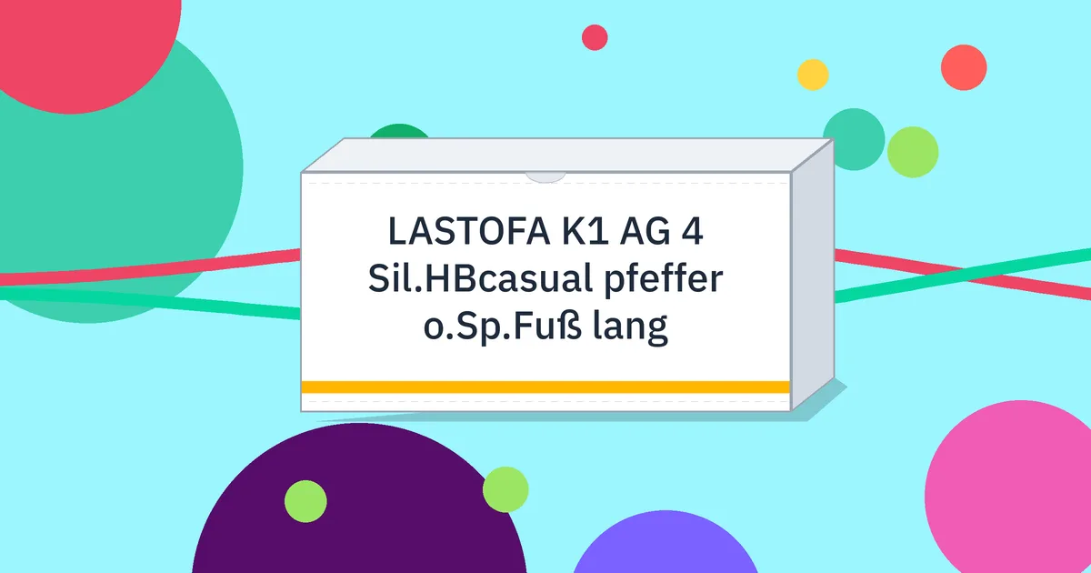 Symbolbild: Packung mit der Aufschrift LASTOFA K1 AG 4 Sil.HBcasual pfeffer o.Sp.Fuß lang (PZN 14148611) – Verfügbarkeit und Bezug in Apotheken in Frankfurt am Main