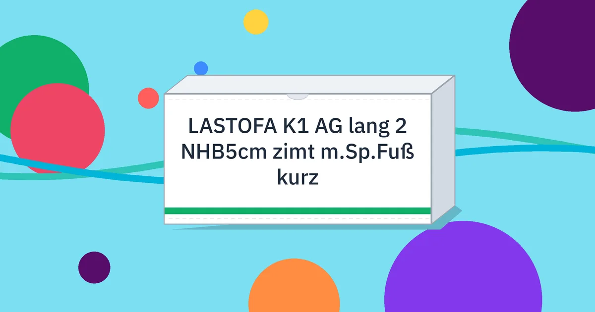 Symbolbild: Packung mit der Aufschrift LASTOFA K1 AG lang 2 NHB5cm zimt m.Sp.Fuß kurz (PZN 13789673) – Verfügbarkeit und Bezug in Apotheken in Frankfurt am Main