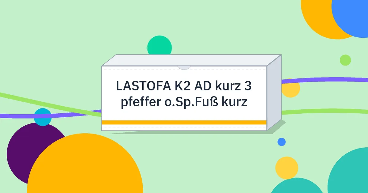 Symbolbild: Packung mit der Aufschrift LASTOFA K2 AD kurz 3 pfeffer o.Sp.Fuß kurz (PZN 13800452) – Verfügbarkeit und Bezug in Apotheken in Frankfurt am Main