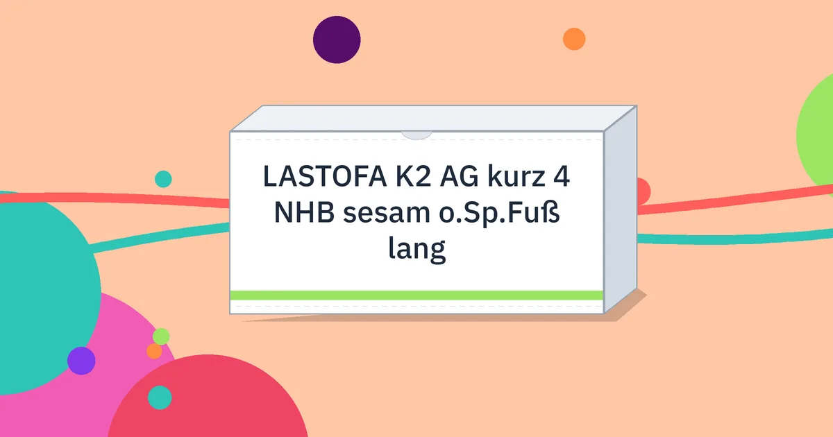 Symbolbild: Packung mit der Aufschrift LASTOFA K2 AG kurz 4 NHB sesam o.Sp.Fuß lang (PZN 14150039) – Verfügbarkeit und Bezug in Apotheken in Frankfurt am Main