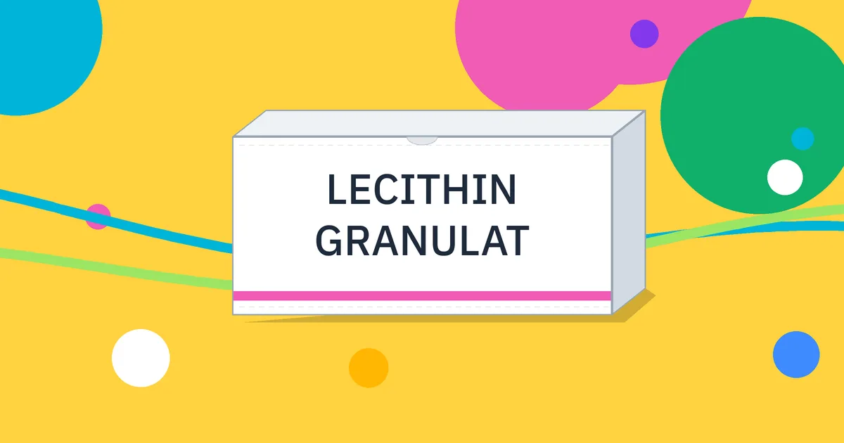Symbolbild: Packung mit der Aufschrift LECITHIN GRANULAT (PZN 04926119) – Verfügbarkeit und Bezug in Apotheken in Frankfurt am Main