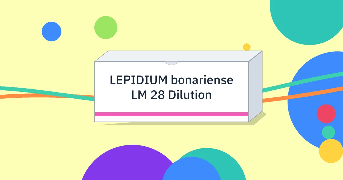 Symbolbild: Packung mit der Aufschrift LEPIDIUM bonariense LM 28 Dilution (PZN 13526548) – Verfügbarkeit und Bezug in Apotheken in Frankfurt am Main