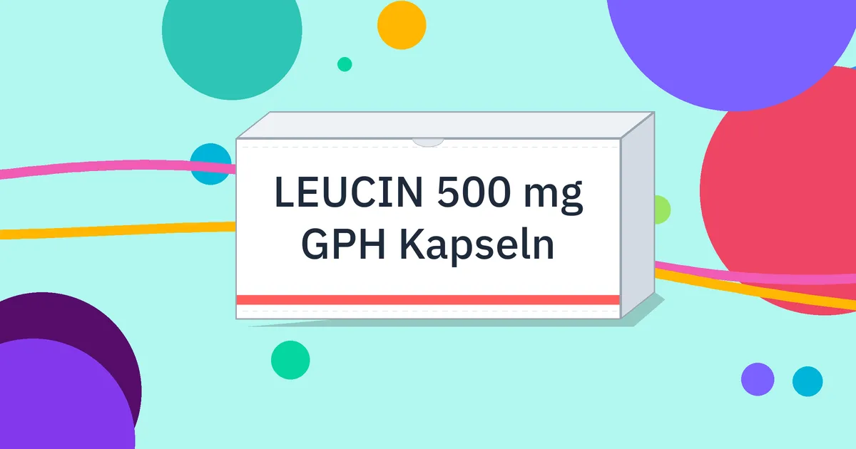 Symbolbild: Packung mit der Aufschrift LEUCIN 500 mg GPH Kapseln (PZN 00128220) – Verfügbarkeit und Bezug in Apotheken in Frankfurt am Main