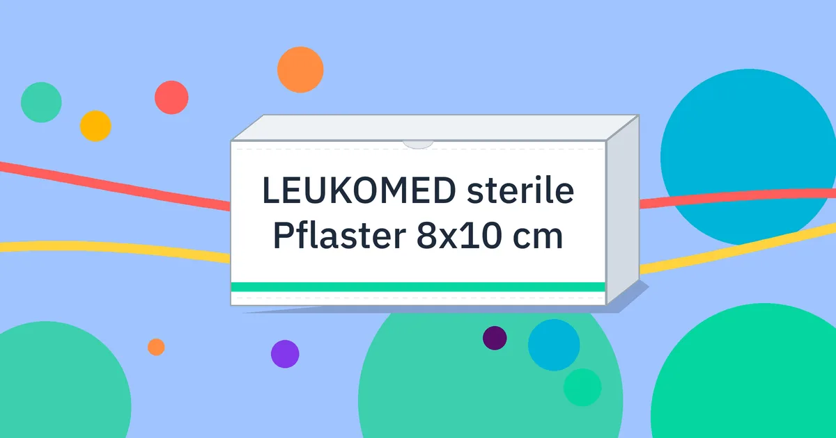 Symbolbild: Packung mit der Aufschrift LEUKOMED sterile Pflaster 8x10 cm (PZN 18179755) – Verfügbarkeit und Bezug in Apotheken in Frankfurt am Main